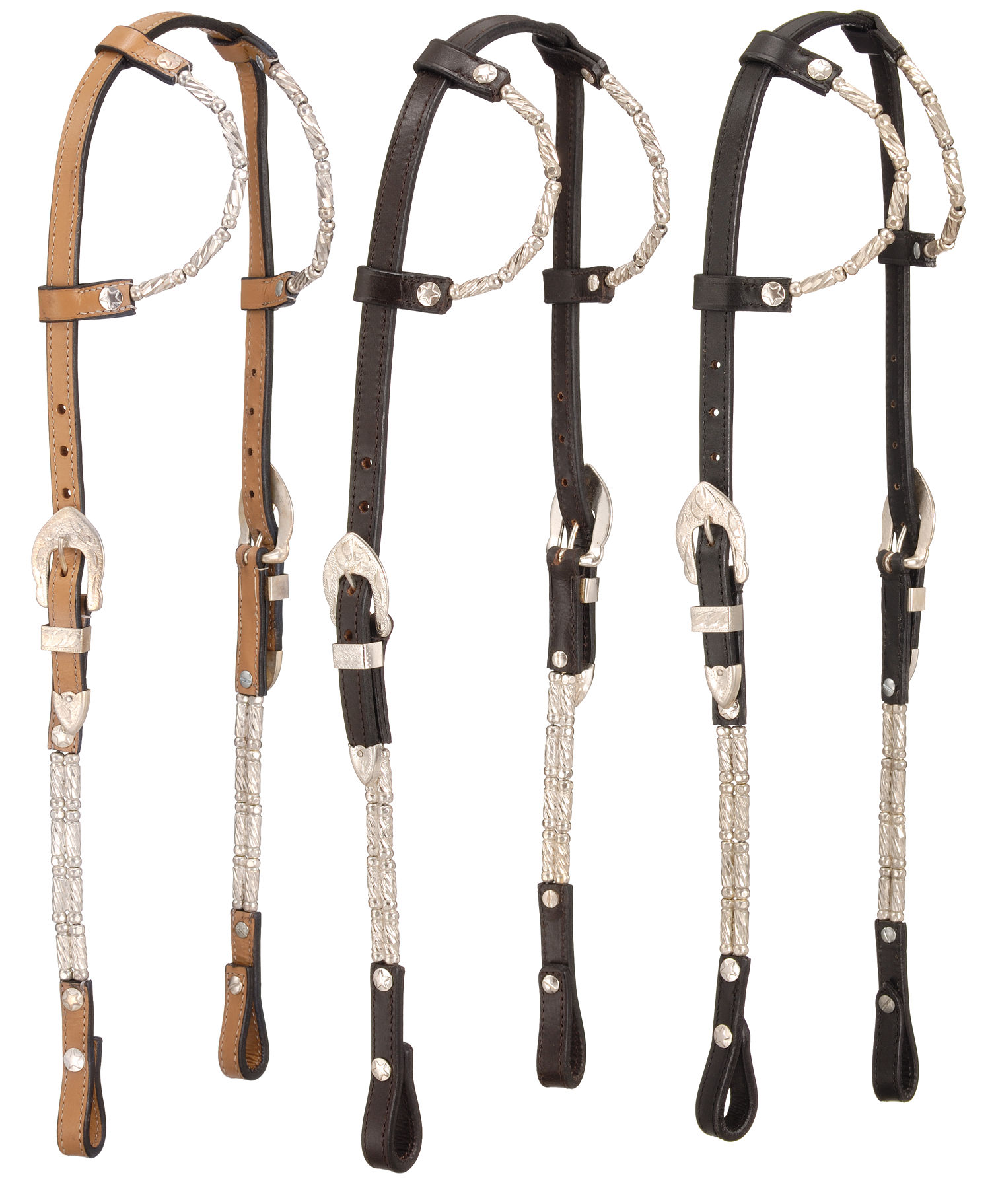 Silver Ferrule Double Ear Show Headstall - Bridle