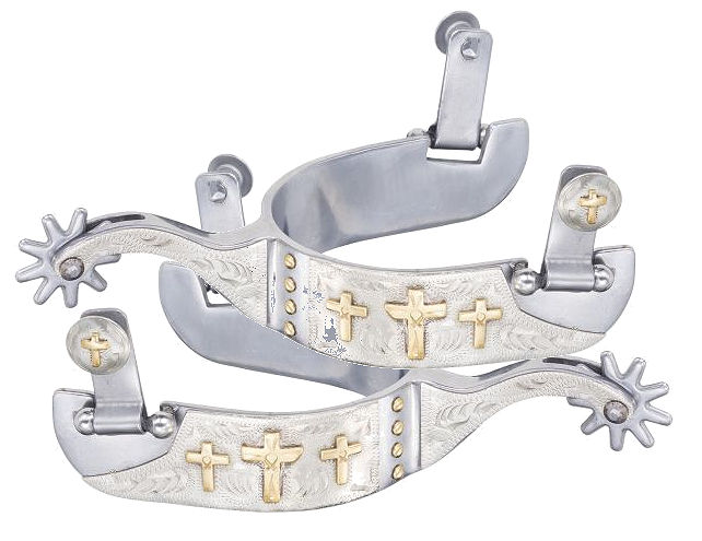 Sweet Iron Western Spurs with Triple Gold Cross Design: The Equine ...